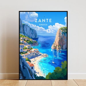 Zante Travel Print - Greece, Zante Poster, Greece Poster, Travel Wall ...