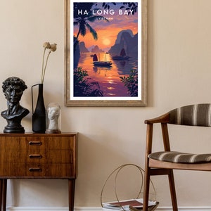 Ha Long Bay Travel Print - Vietnam, Ha Long Poster, Vietnam Poster ...