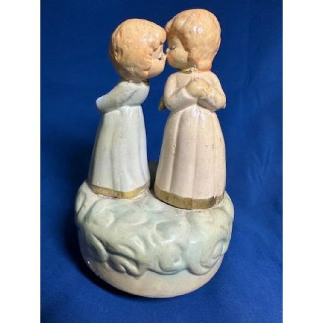 Vintage 1980's Rotating Kissing Angels Silent Night Holy Night Music ...