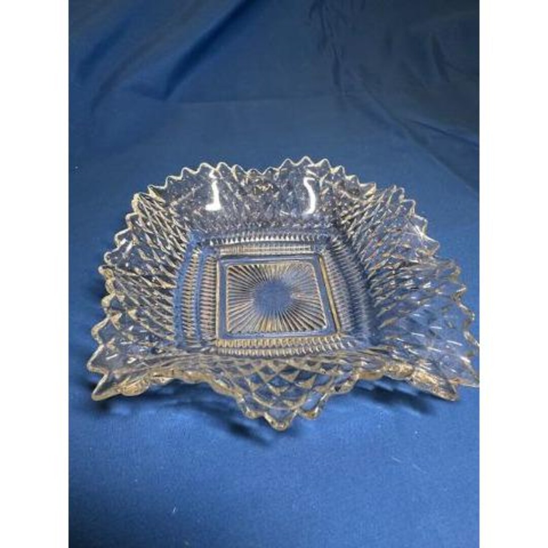 VTG Indiana Glass Glass Candy/nut Dish Bowl Diamond Pattern Ruffle ...