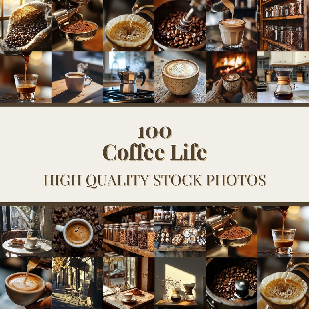 100 Coffee Shop Stock Photo Bundle | Cafe Image & Coffee Beans | Latte ...