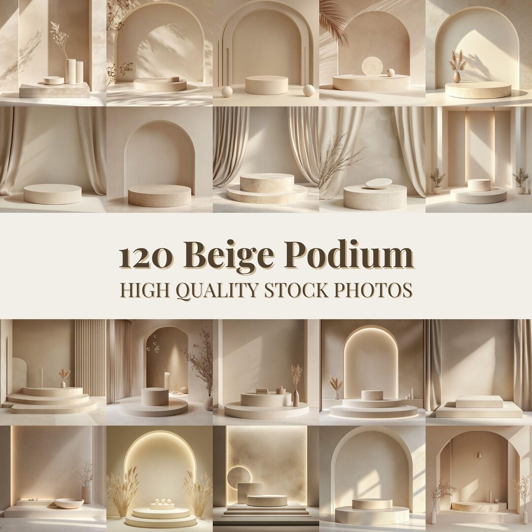 120 Beige Minimalistic Product Display Mock-up | Neutral Product Podium ...