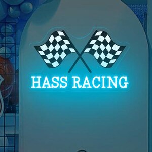 Custom Checkered Flag Racing Neon Sign, Checkered Flag Monogram ...