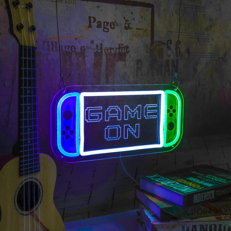 GAME ON Neon Sign, Game Room Neon Wall Decor, Boys Led Sign ...