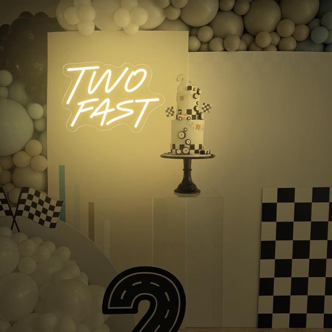 Two Fast Neon Sign Party Decor, Race Car Themed Decor, Birthday Car ...