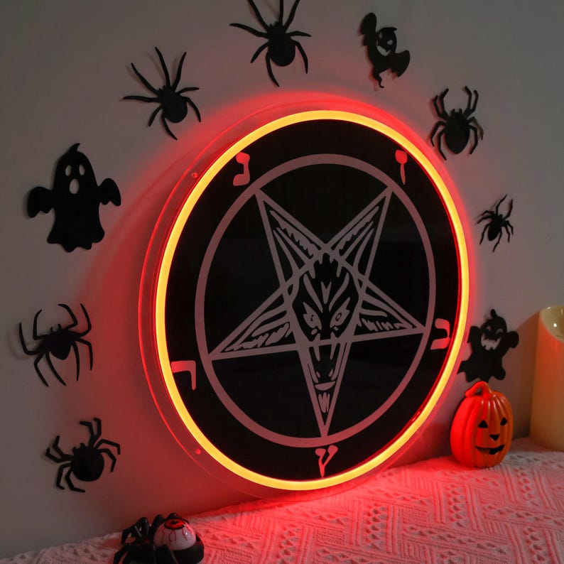 Baphomet Goat Head Neon Sign: Pagan Lucifer Satan Decor - Etsy