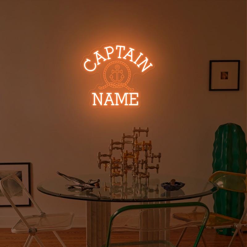 Custom Captain Neon Sign: Nautical Boat Decor Gift - Etsy