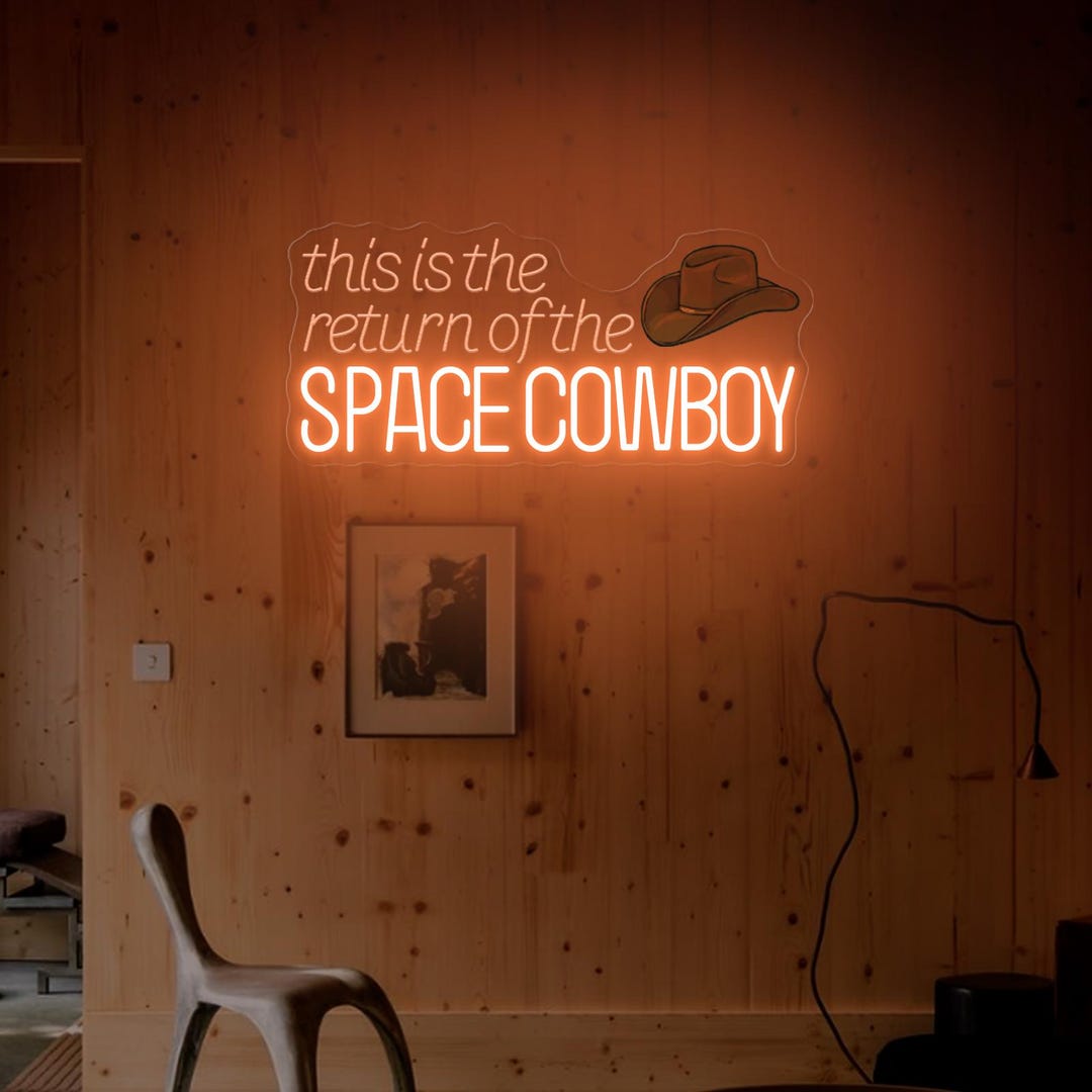 Space Cowboy Neon Sign, Music Wall Decor, Techno House Music Wall Art ...