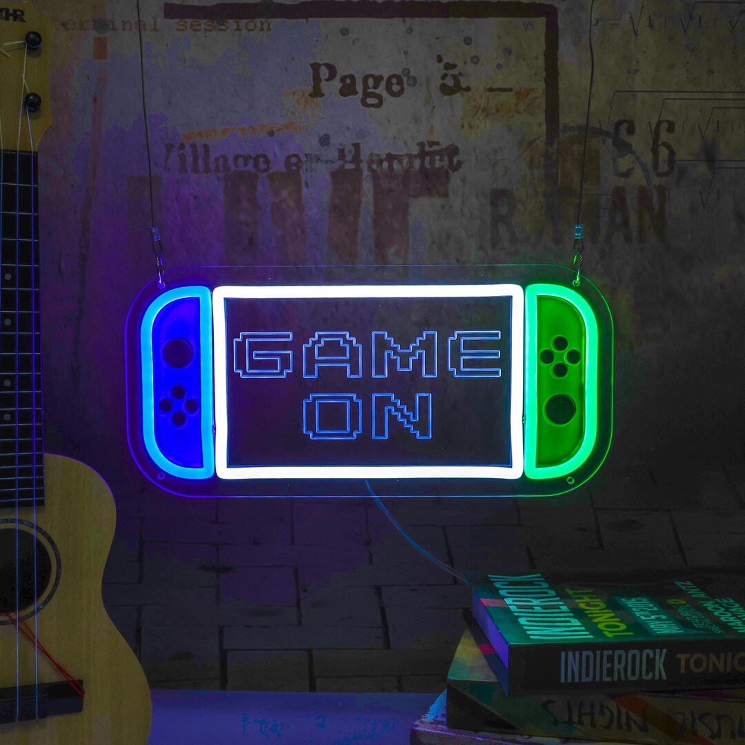GAME ON Neon Sign, Game Room Neon Wall Decor, Boys Led Sign ...