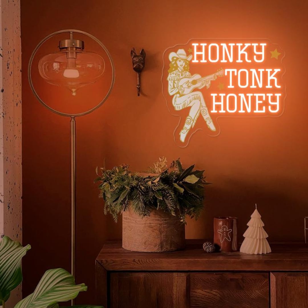 Honky Tonk Honey Neon Sign, Cowgirl Neon Sign, Country Girl Decor ...