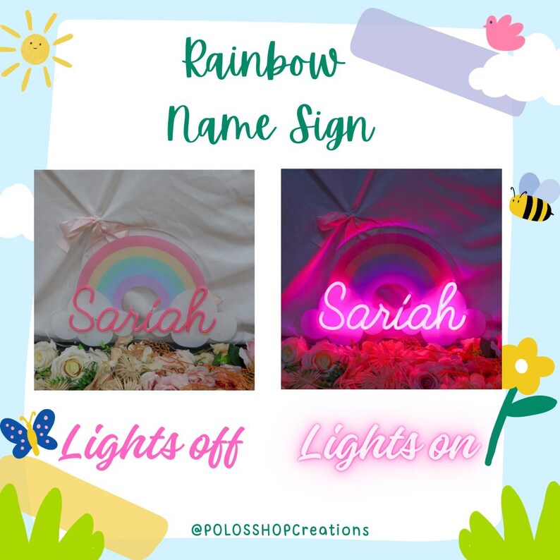 Personalized Rainbow Name Neon Sign: Girl Nursery Decor - Etsy