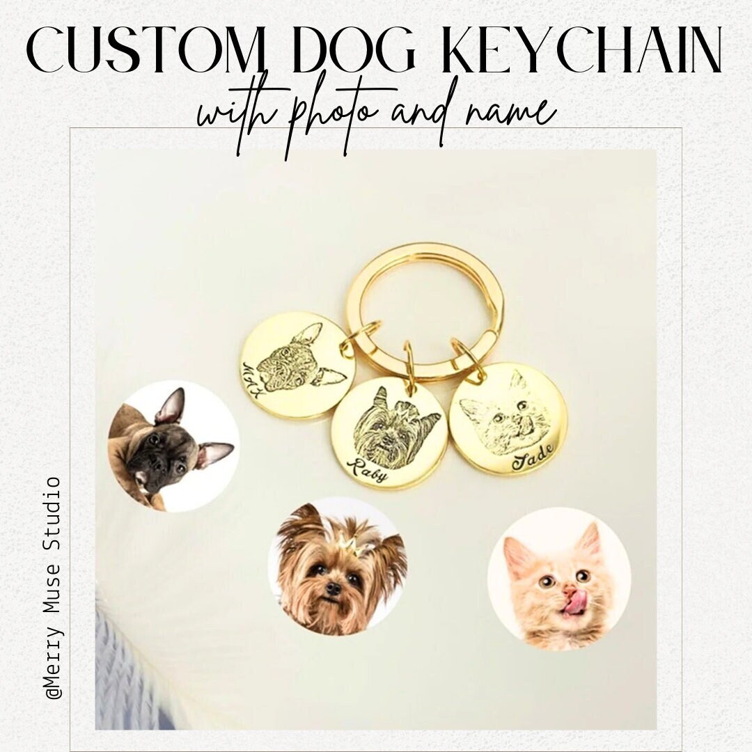 Personalized Dog Keychain Portrait Photo, Pet Lovers Gift, Pet Memorial ...