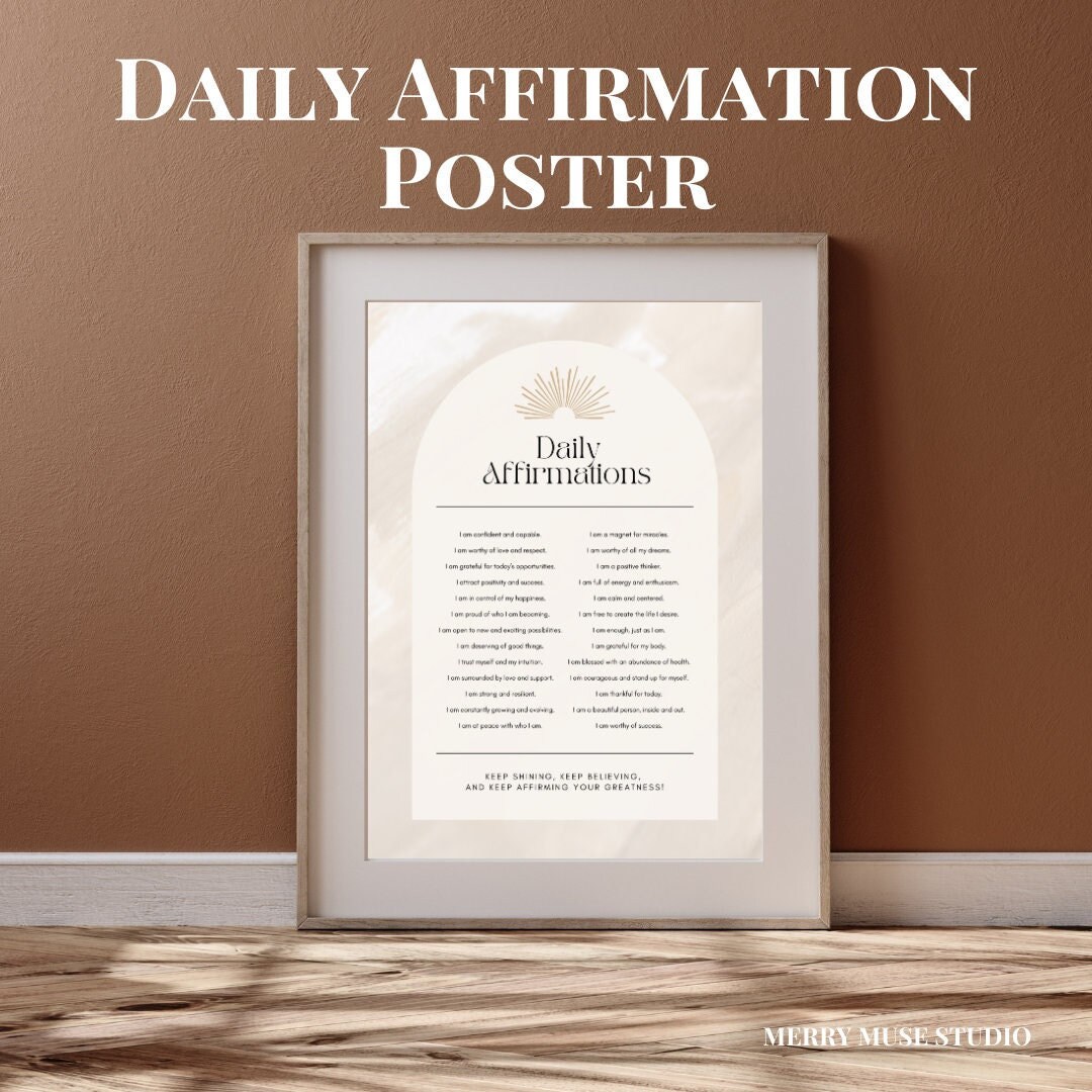 Printable Daily Affirmation Poster Digital High-resolution, Aesthetic ...