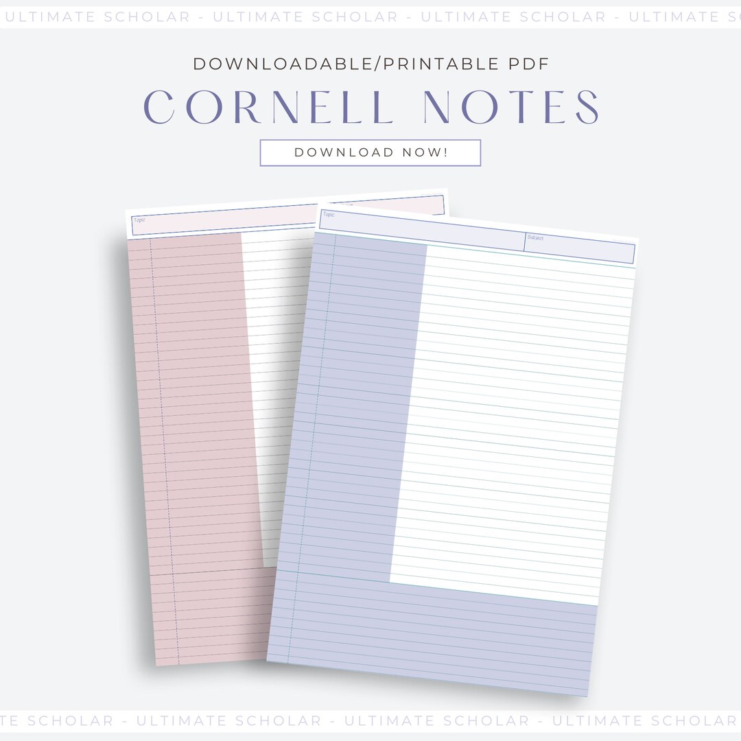 Cornell Notes Template Downloadable & Printable PDF Student Study Note ...