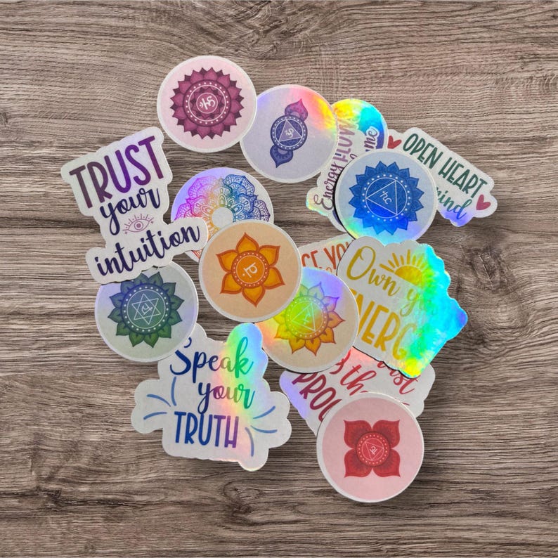 15 Chakra Stickers, Chakra Symbols & Mottos , Rainbow Mandala ...