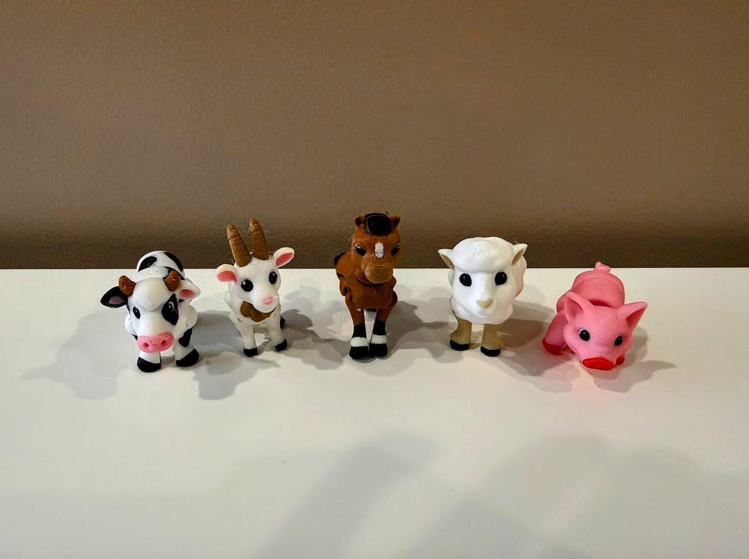 3D Printed Farm Animals (group 1) - Cow, Horse, Sheep, Goat, Pig - Etsy