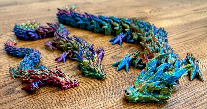 3D Printed Articulated Dragon Fidget Toy Sensory Stress Desk Office ...
