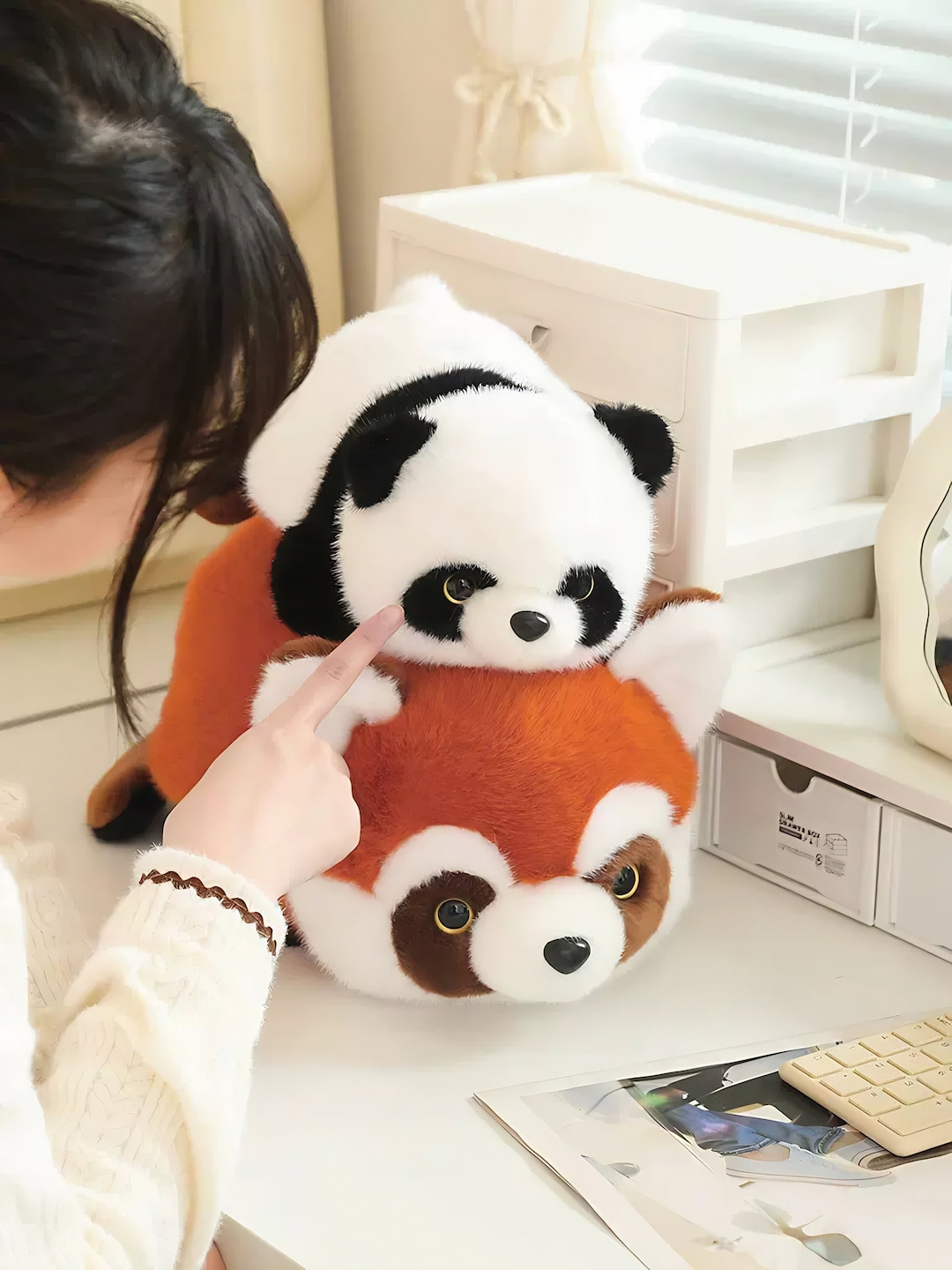 Panda & Red Panda Reversible Plushie Adorable Toy Squishy Cute Stuffed ...