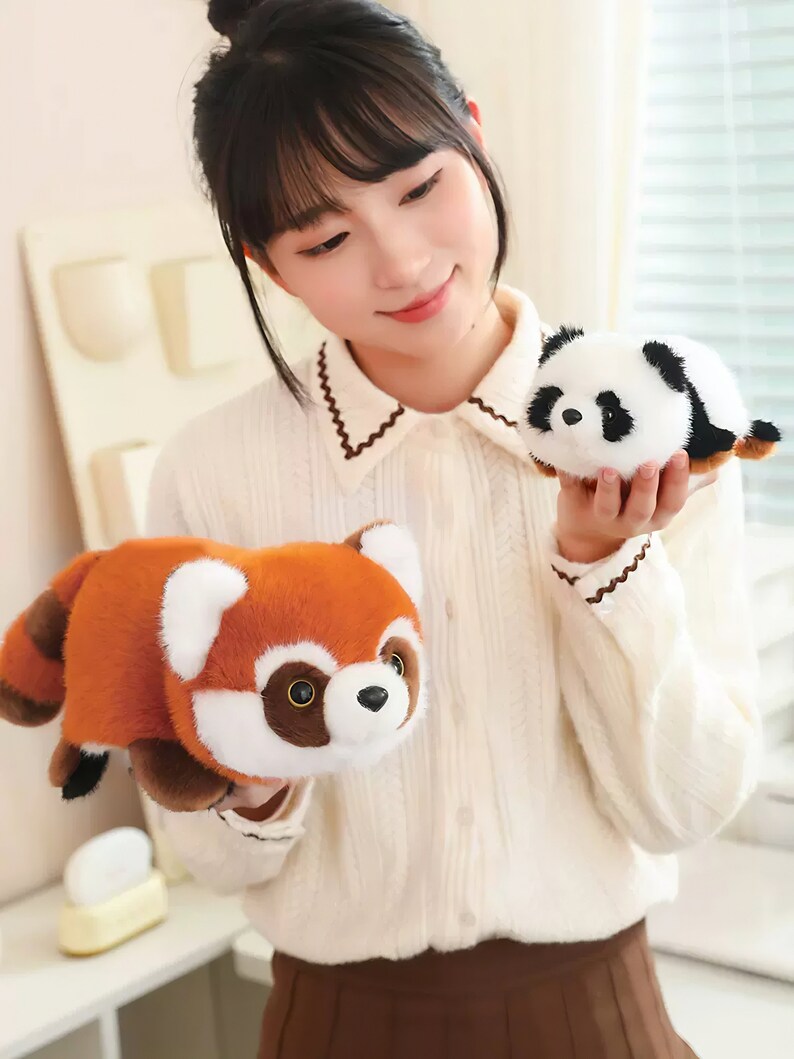 Panda & Red Panda Reversible Plushie Adorable Toy Squishy Cute Stuffed ...