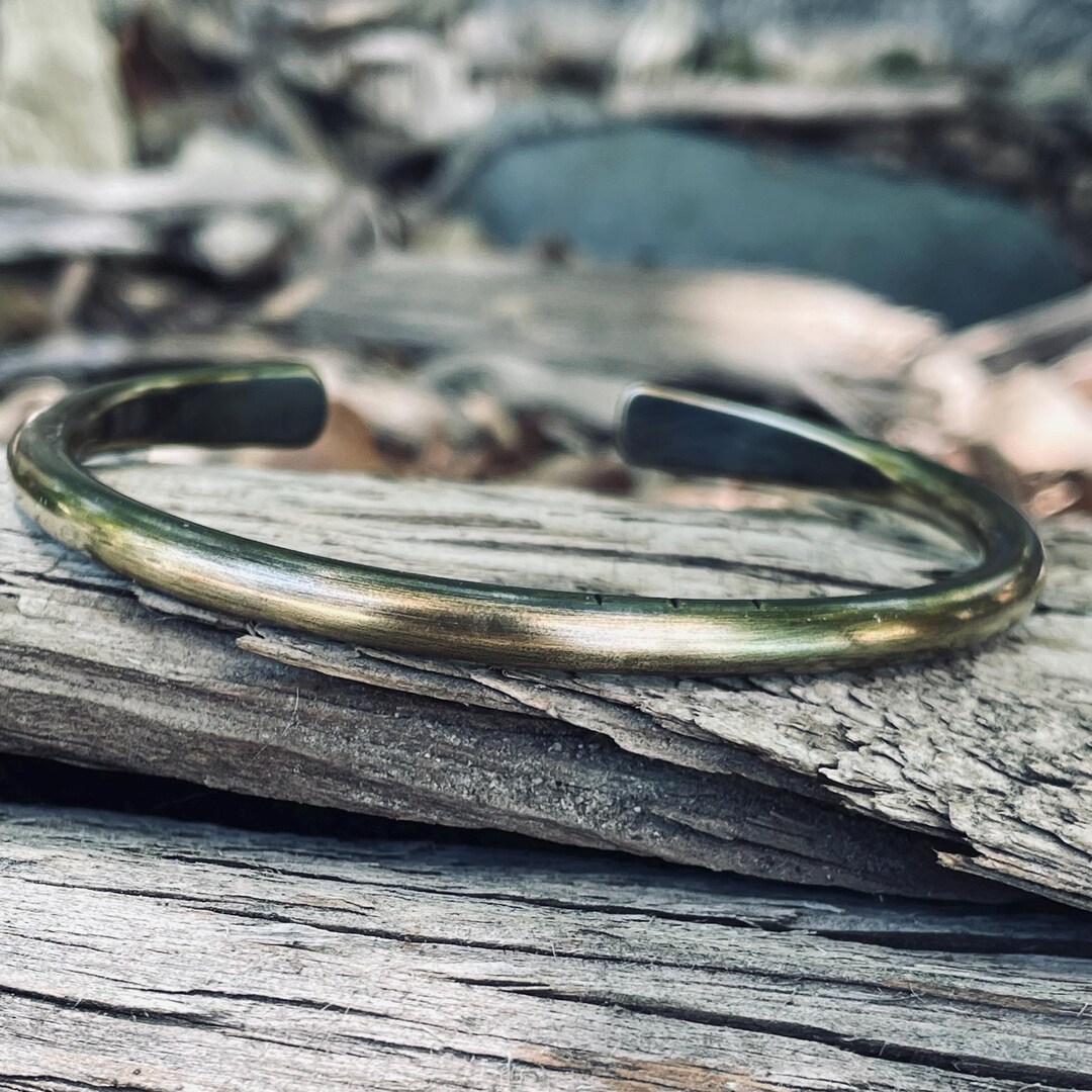 Oxidized Solid Bronze Cuff, Unisex Everyday Bracelet - Etsy