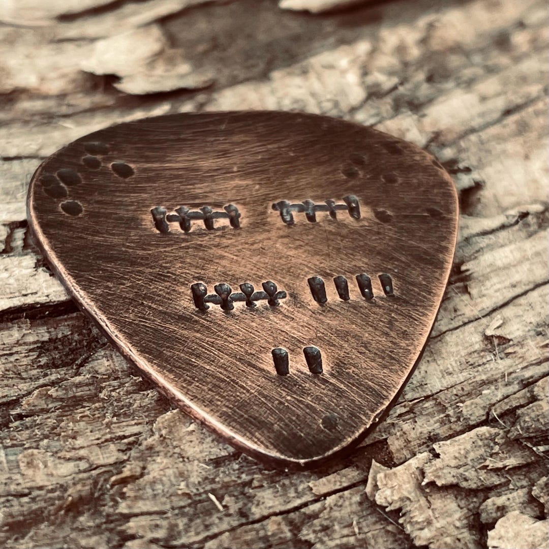 Distressed Copper Guitar Pick With Tally Marks, 7th/22nd Anniversary ...
