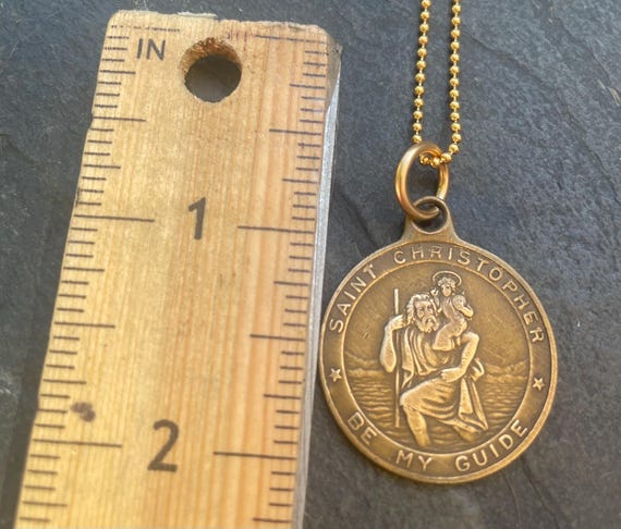 Antique Bronze St Christopher Medal, 1940s Saint Chr… - Gem