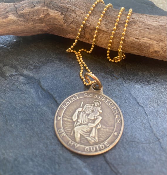 Antique Bronze St Christopher Medal, 1940s Saint Chr… - Gem