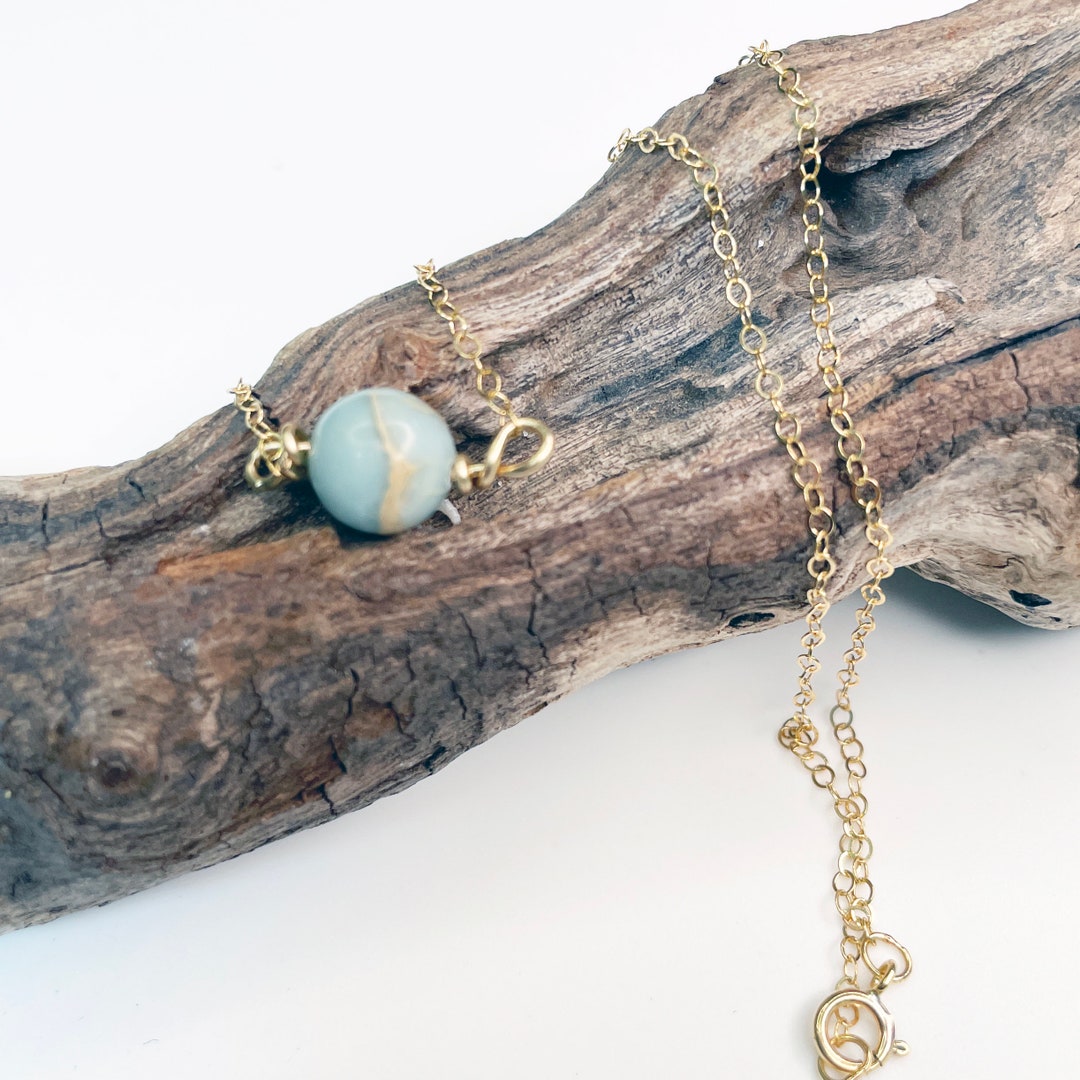Blue Peruvian Opal Necklace: Sterling Silver or Gold Filled Chain - Etsy