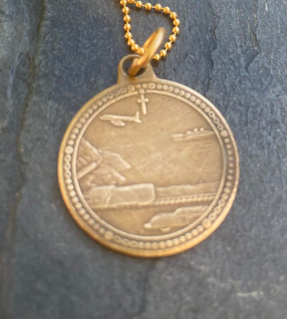 Antique Bronze St Christopher Medal, 1940s Saint Chr… - Gem