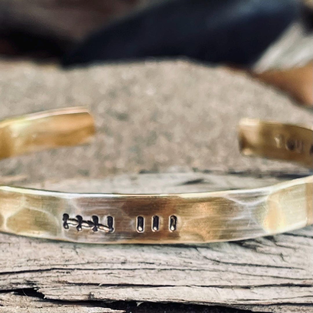 Men's Bronze Tally Mark Cuff, Anniversary Gift for Him - Etsy