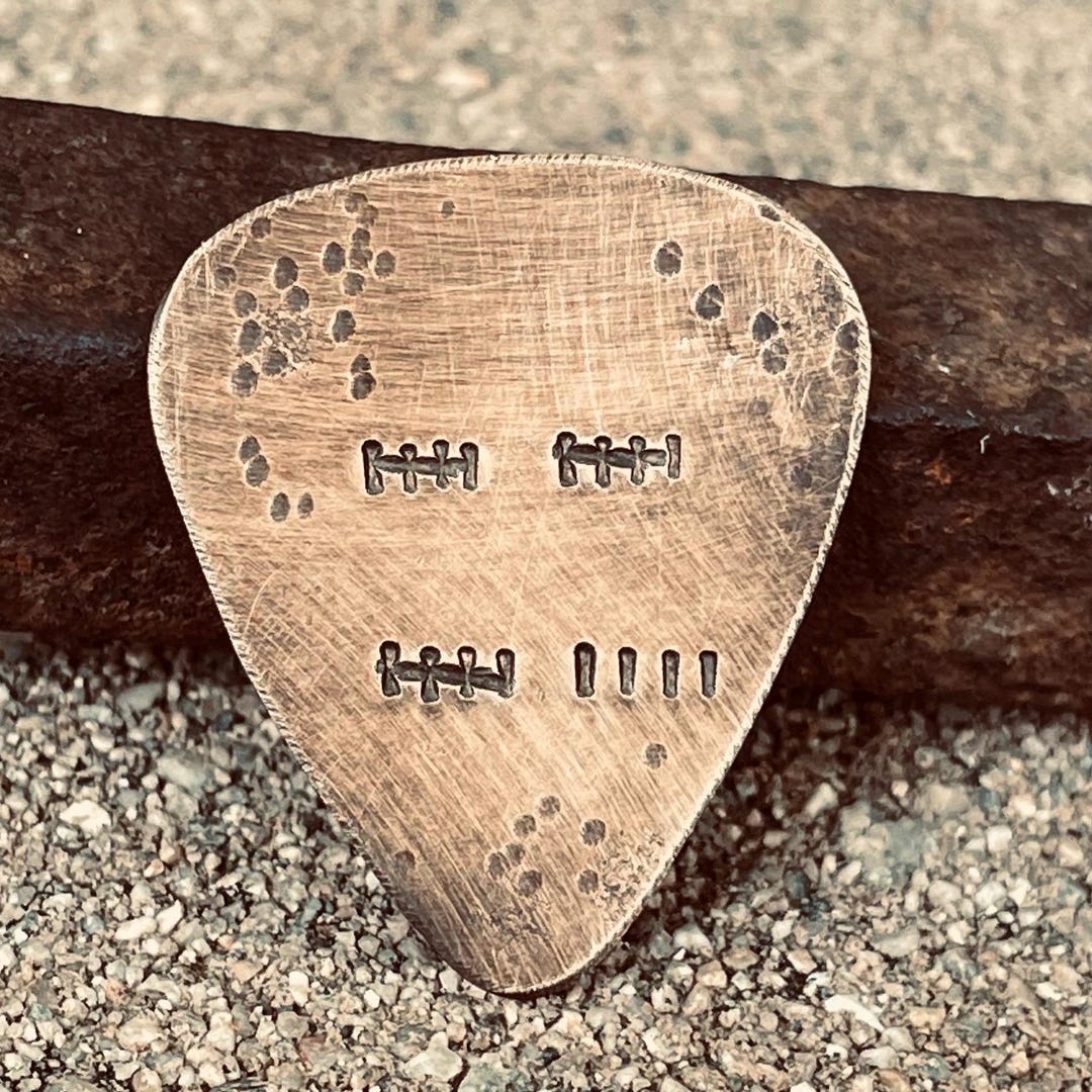 Bronze Tally Mark Guitar Pick, 8th or 19th Anniversary Gift for ...