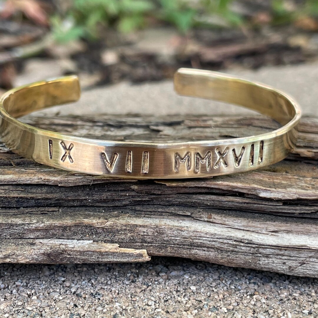 Roman Numeral Bronze Bracelet: Anniversary Date Cuff - Etsy