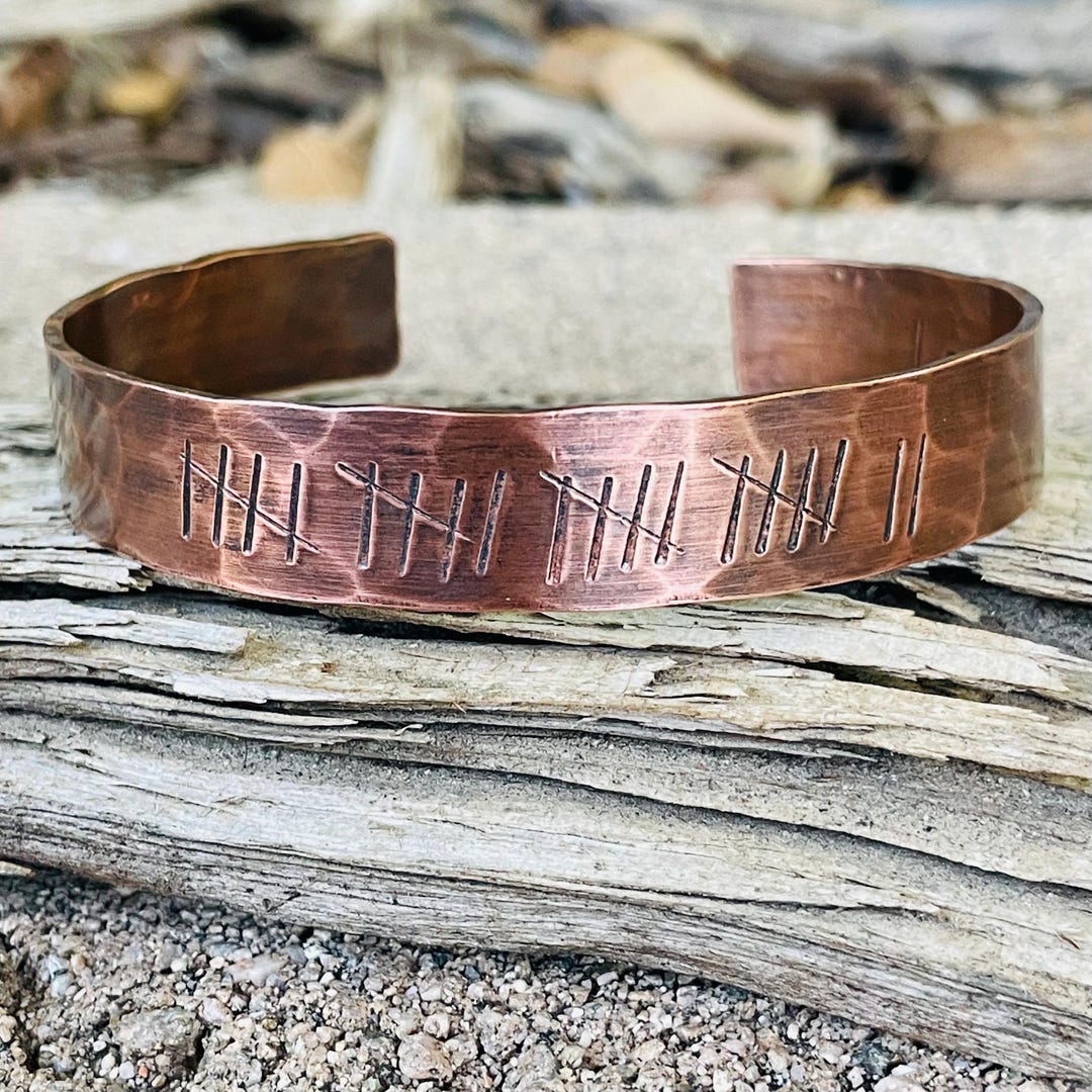 Copper Bracelet With Tally Marks,hatch Mark Bracelet ,7th or 22nd ...