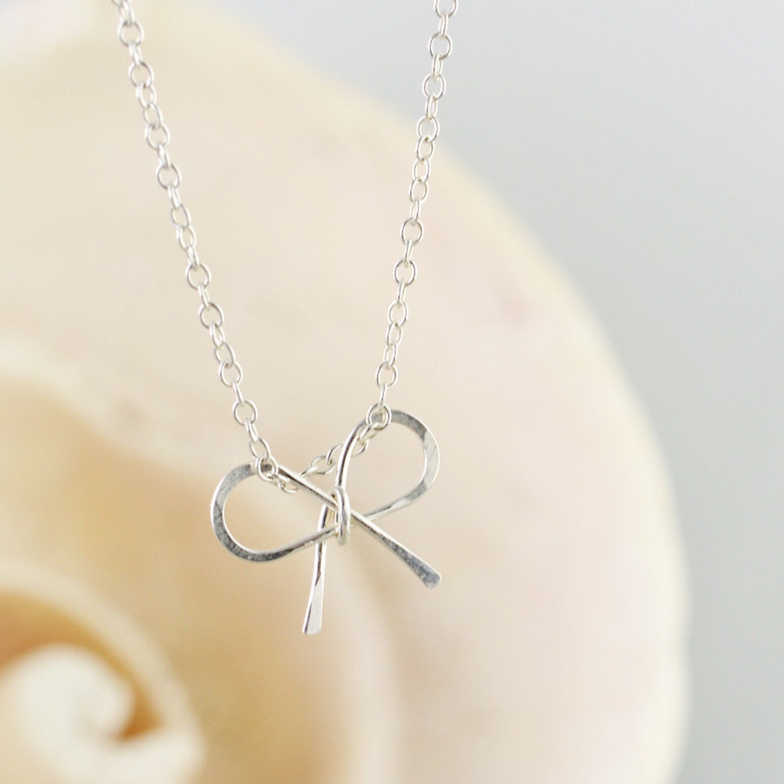 Bow Necklace, Floating Bow Necklace, Rose Gold Bow Necklace, Bridesmaid ...