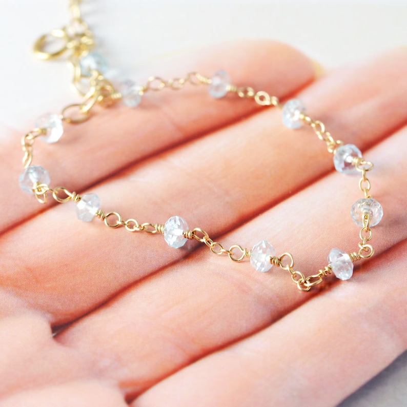 Blue Topaz Bracelet Powder Blue Gemstone Bracelet December | Etsy