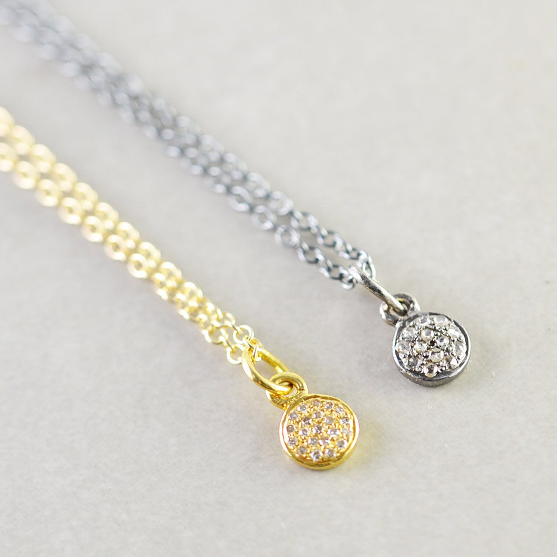 Diamond Disc Gold Necklace Genuine Diamond Necklace Brides | Etsy