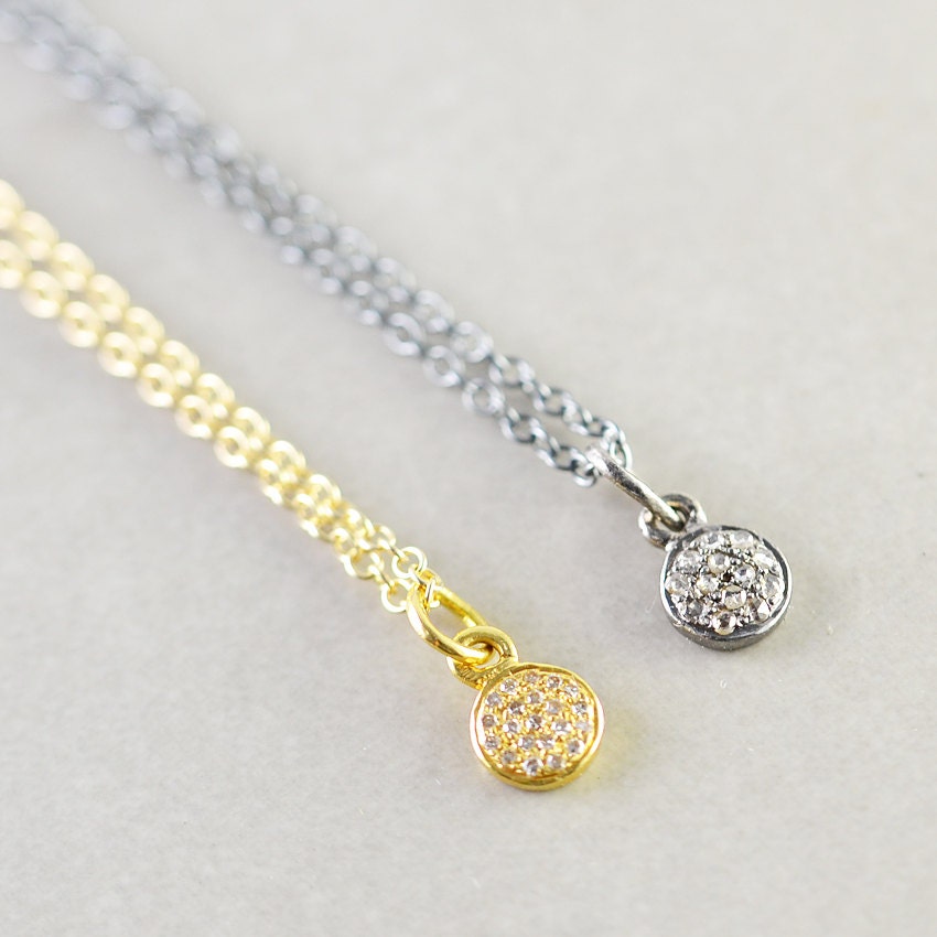 Diamond Disc Gold Necklace Genuine Diamond Necklace Brides | Etsy