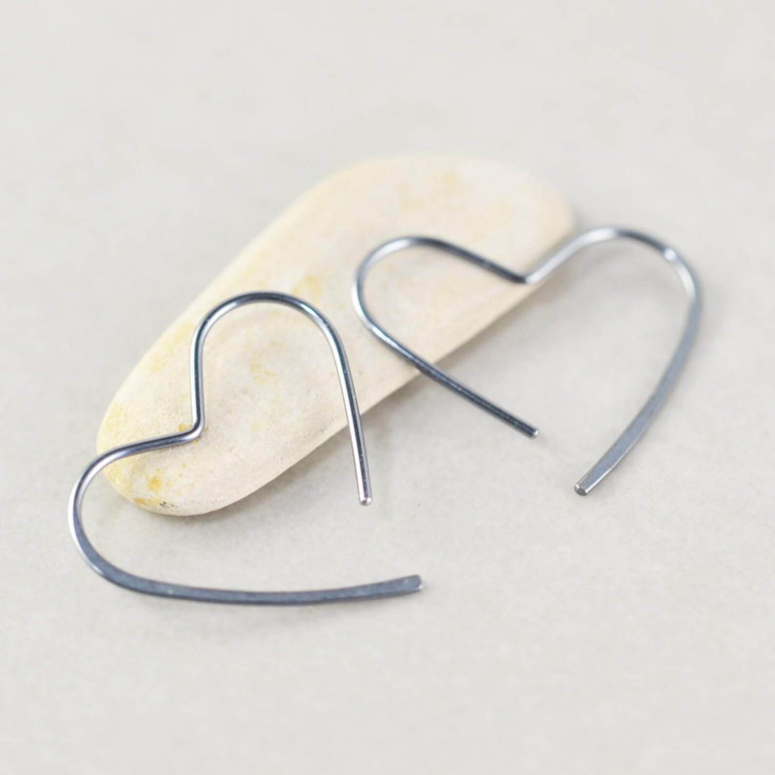 Heart Hoops Oxidized Sterling Hoops Small Heart Earrings | Etsy