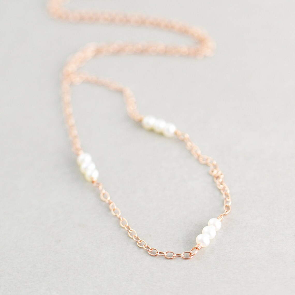 Simple Pearl Necklace Minimal Necklace Rose Gold Silver - Etsy