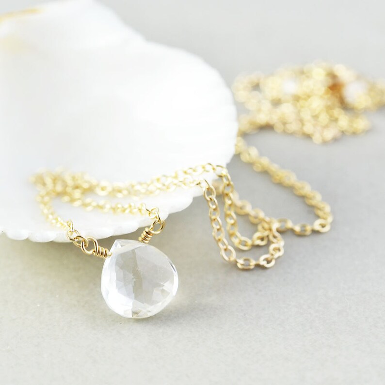 White Topaz Necklace, Gemstone Necklace, Neutral Necklace, Winter ...
