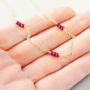 Simple Ruby Necklace, Minimal Necklace, Gold Ruby Necklace - Etsy