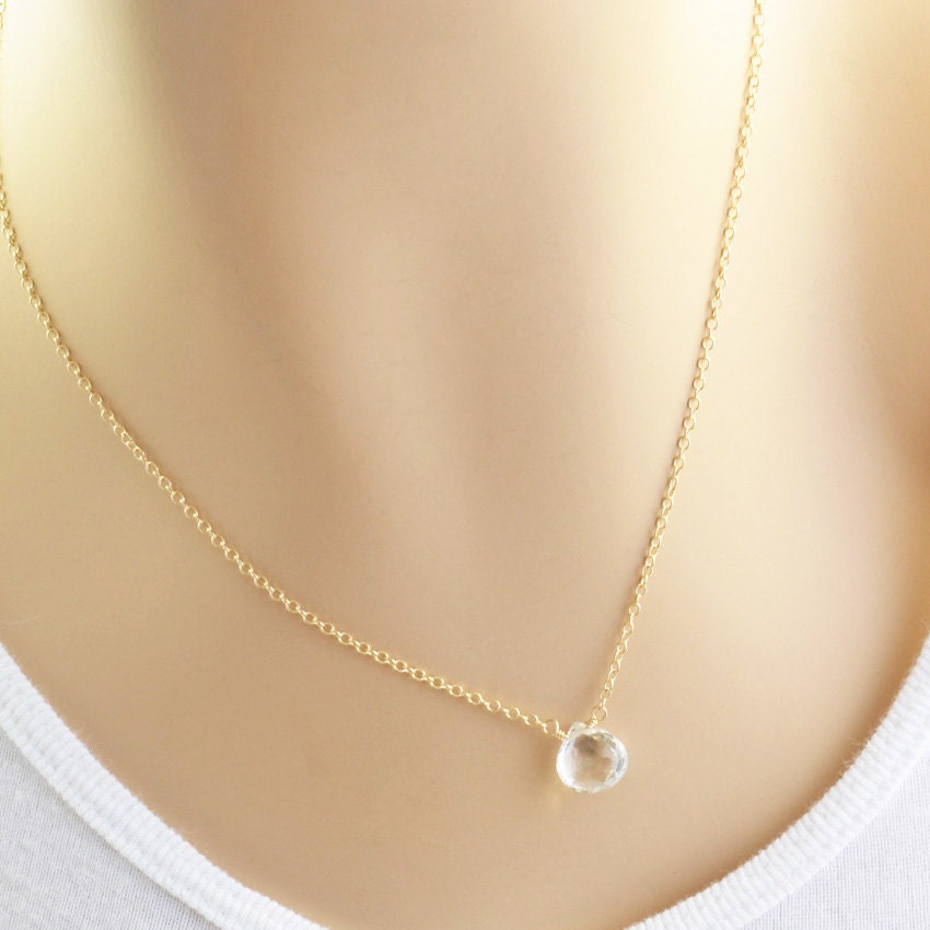 White Topaz Necklace, Gemstone Necklace, Neutral Necklace, Winter ...