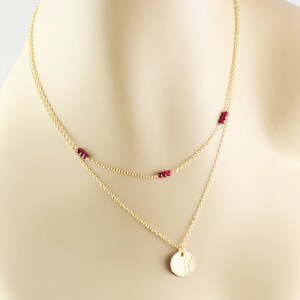 Simple Ruby Necklace, Minimal Necklace, Gold Ruby Necklace - Etsy