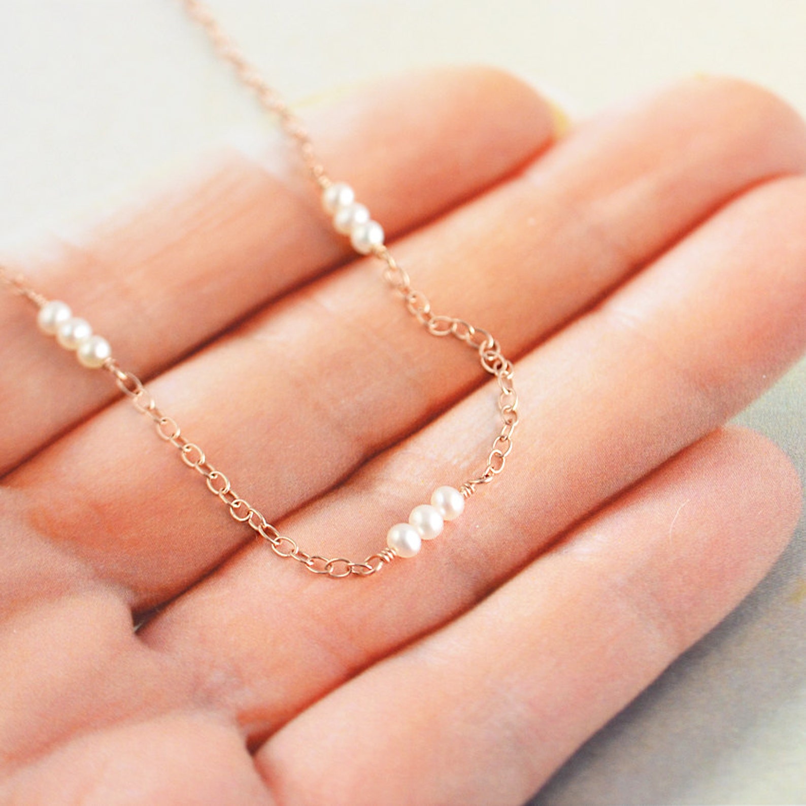 Simple Pearl Necklace Minimal Necklace Rose Gold Silver - Etsy