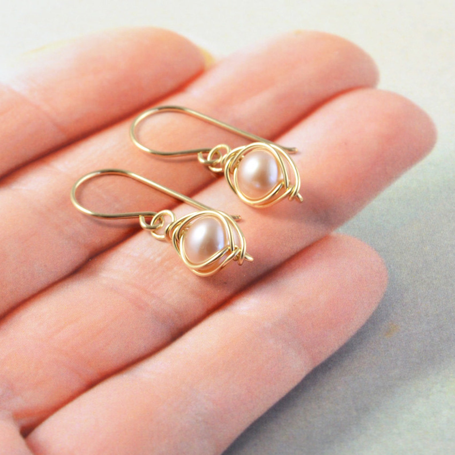 Pink Pearl Earrings Dangle Earrings June Birthstone - Etsy