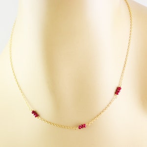 Simple Ruby Necklace, Minimal Necklace, Gold Ruby Necklace - Etsy
