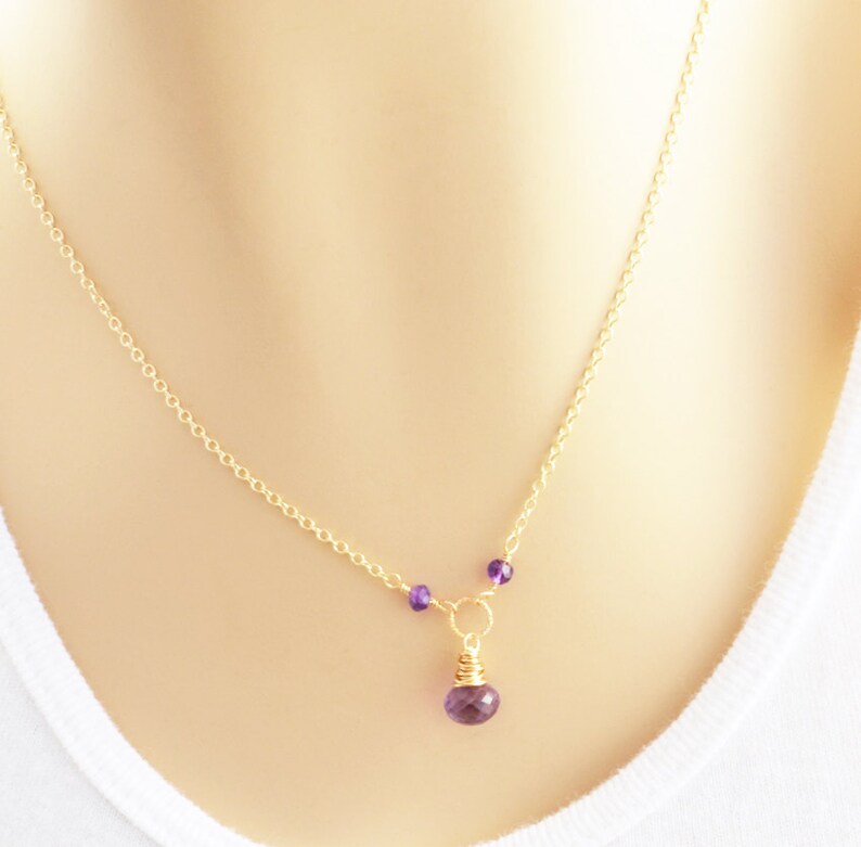 Amethyst Necklace, February Birthstone Jewelry, Gemstone Necklace - Etsy
