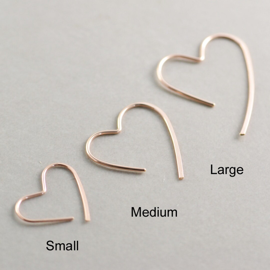 Rose Gold Heart Hoops, Large Heart Earrings, Bridesmaid, Valentine - Etsy