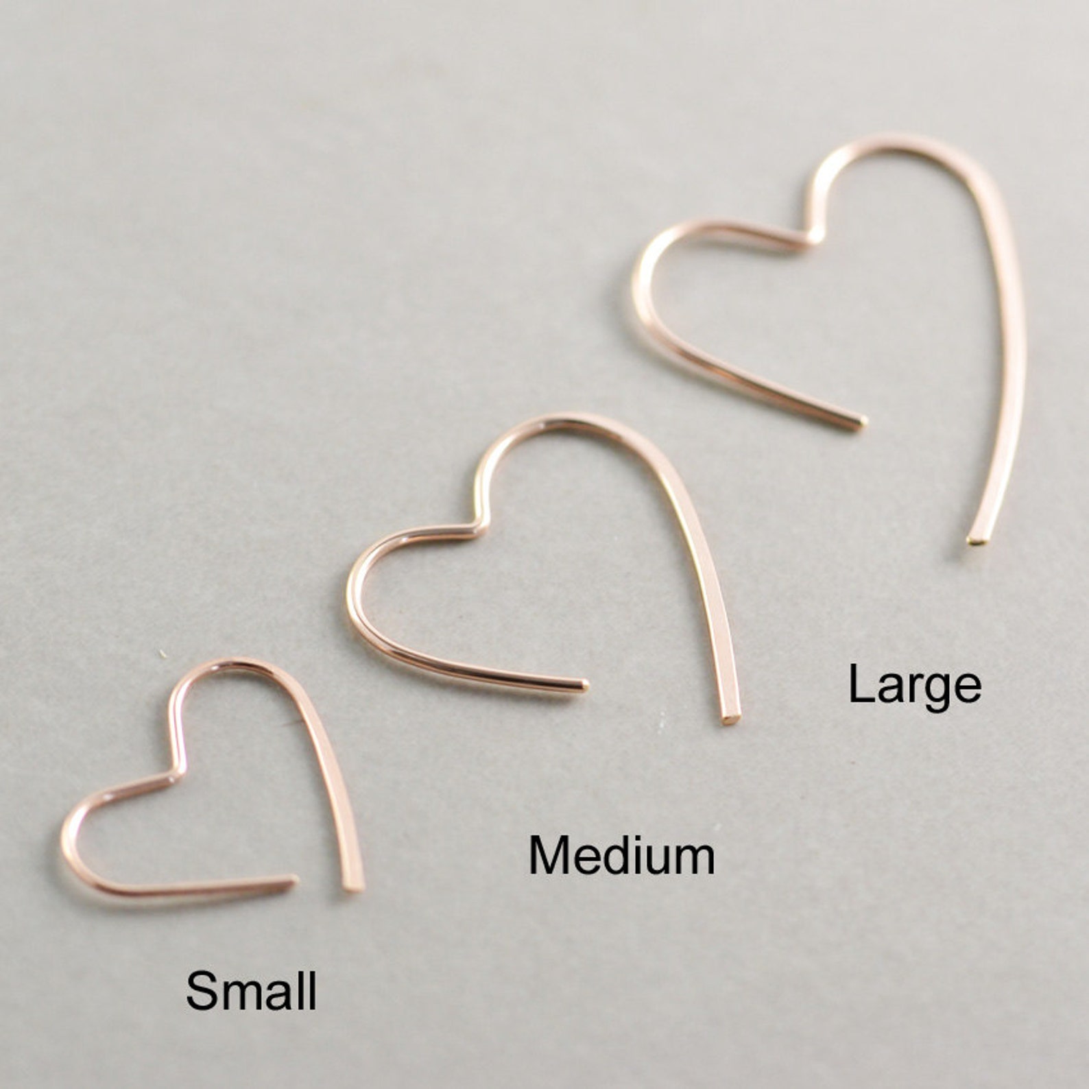 Rose Gold Heart Hoops Large Heart Earrings Bridesmaid - Etsy