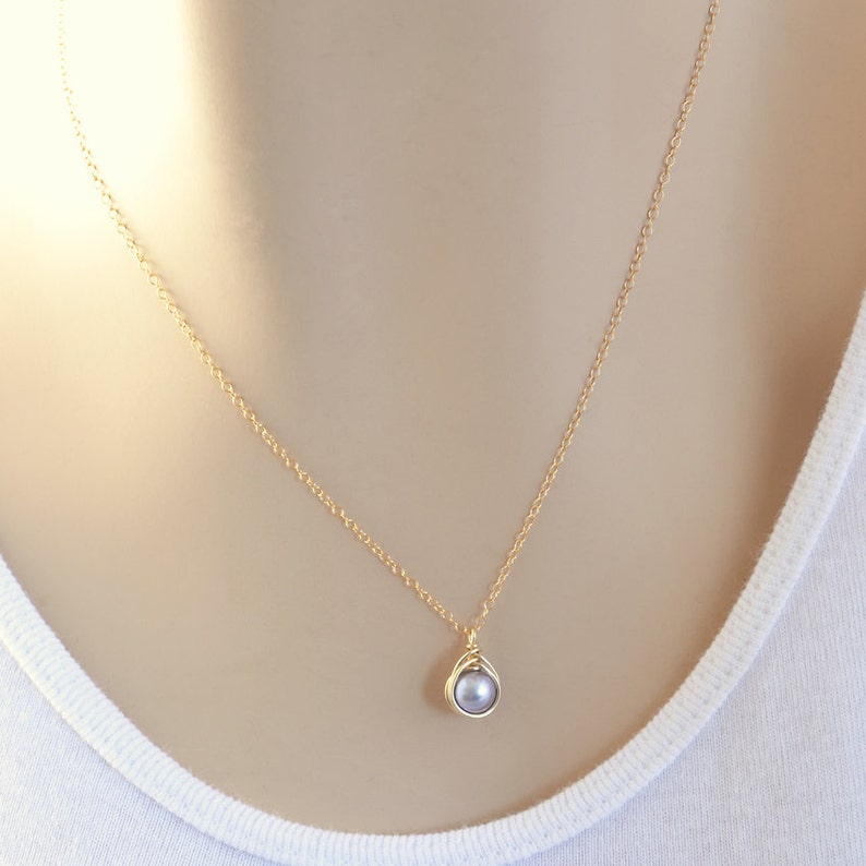 Grey Pearl Necklace, June Birthstone, Gray Pearl, Bridesmaid, Sterling ...